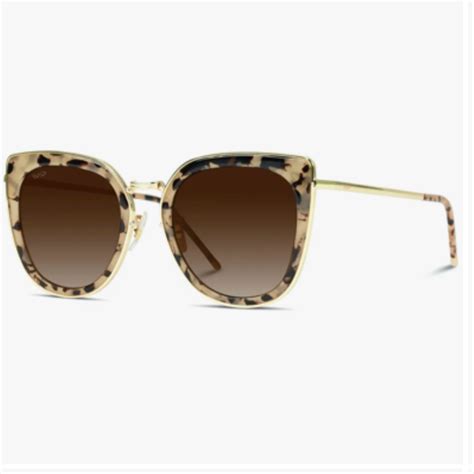 Shay Oversized Metal Frame Revo Cat Eye Sunglasses Beige Tortoise Bad Habit Boutique