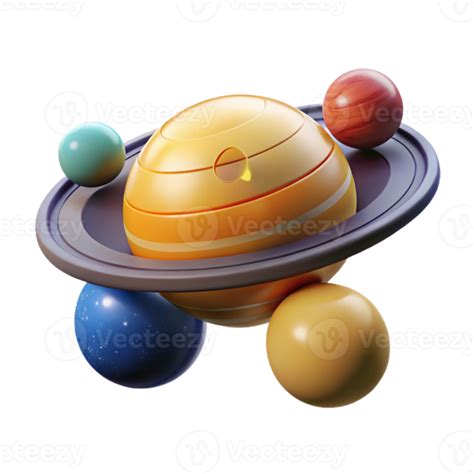 Vibrant Artistic 3d Render Colorful Planetary System Illustration Professional 56674568 Png