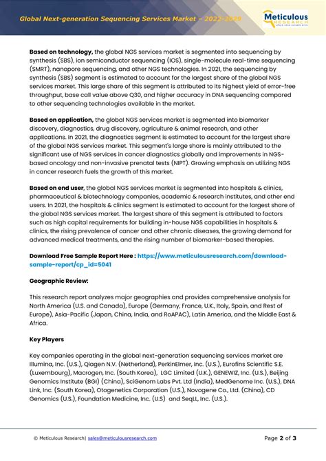 Ppt Next Generation Sequencing Services Market Statistical Analysis And Application Powerpoint