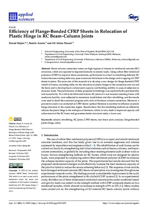 Pdf Efficiency Of Flange Bonded Cfrp Sheets In Relocation Of Plastic
