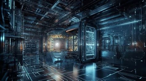 Computer Futuristic High Tech Board With Microcircuits And Electronic Chips With Transistors And