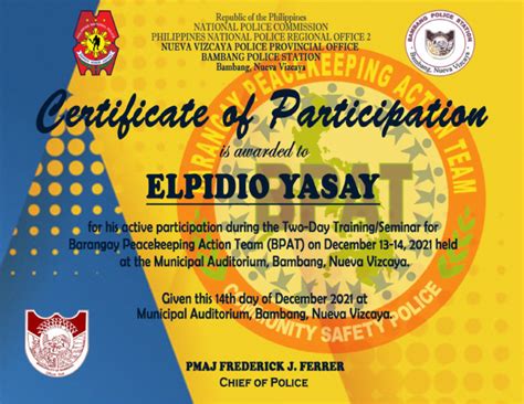 Certificate Of Tanod Pdf