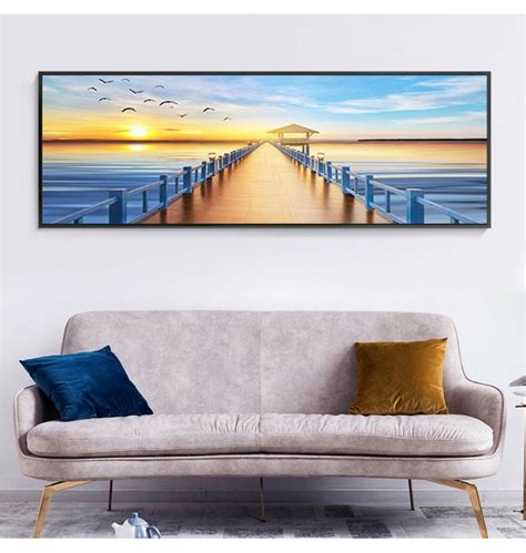 보석십자수 대형 바닷가 노을지는 부둣가 바다 경치 석양 보석 십자수 큐빅 Diy 구슬 티몬