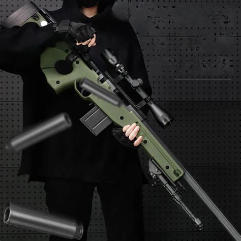 Jie Ying Awm 스나이퍼 쉘 던지는 총 시뮬레이션 수동 나일론 Msr 소프트 총알 총 성인 치킨 장난감 총 모델 98k Aliexpress