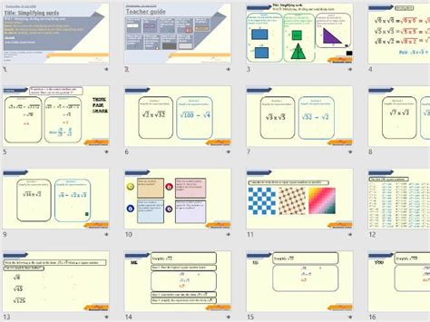 Simplifying Surds Lesson Bundle Teaching Resources