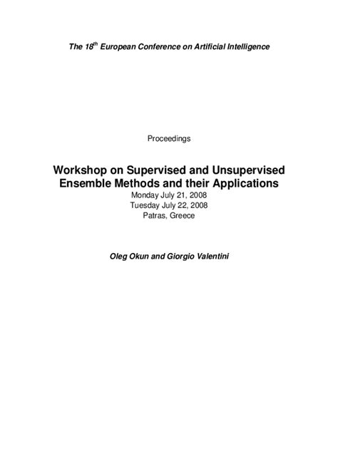 Fillable Online Applications Of Supervised And Unsupervised Ensemble