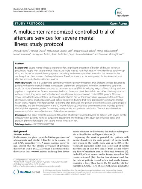 Pdf A Multicenter Randomized Controlled Trial Of Aftercare Services