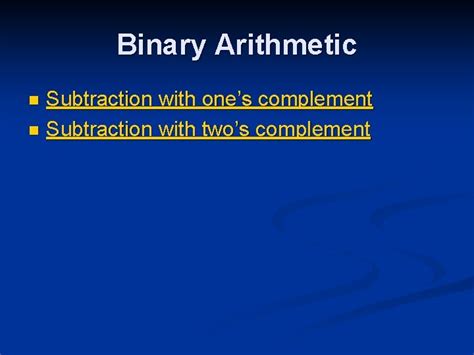 Binary Representation And Computer Arithmetic Decimal And Binary