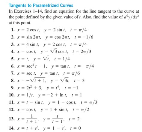 Solved Tangents To Parametrized CurvesIn Exercises Chegg