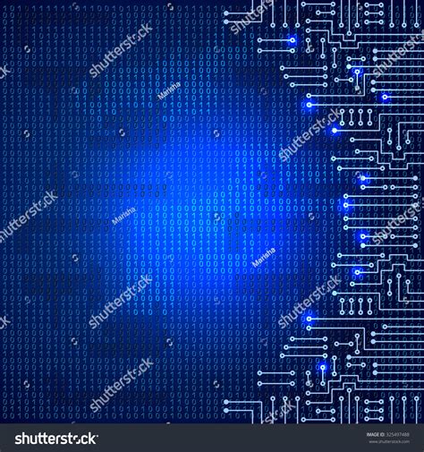 Drawing Modern Electronic Circuit Binary Code Stock Vector Royalty
