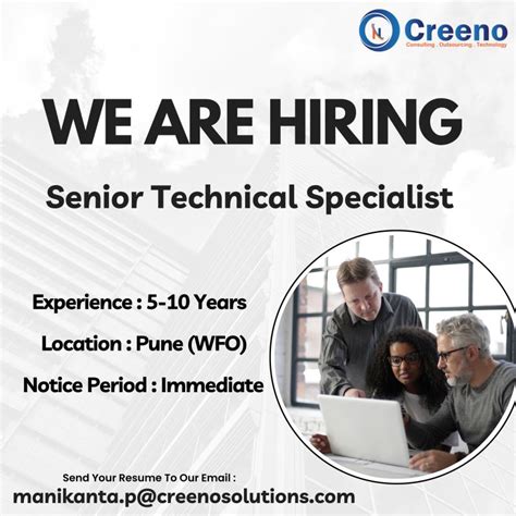 Creeno Solutions Pvt Ltd On Linkedin Hiringnow Hiring Senior Techincal Specialist
