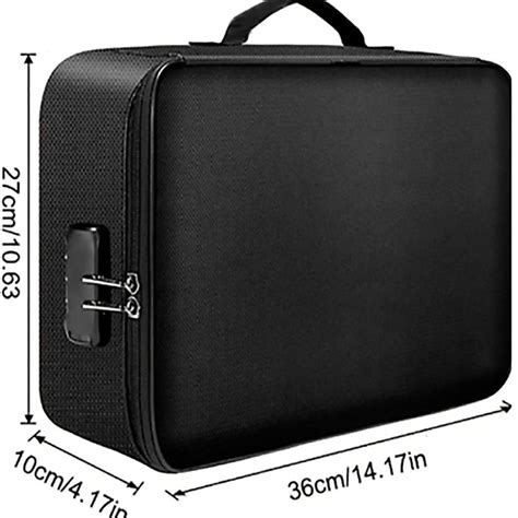 Black Layer File Storage Organizer Box Document Box With Lock Waterproof Safe Bag Walmart Com