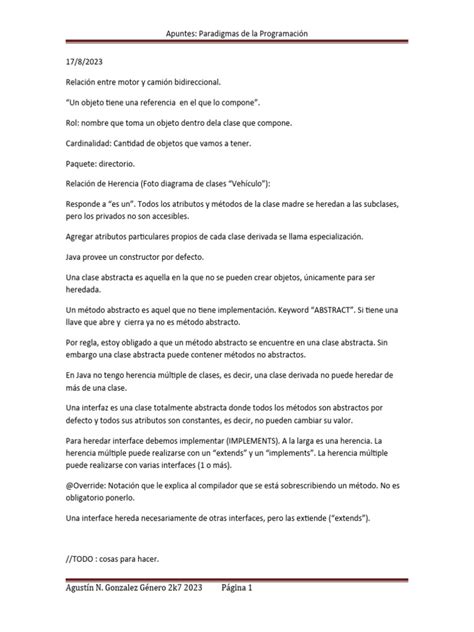 Apuntes De Paradigmas Pdf Herencia Programación Orientada A