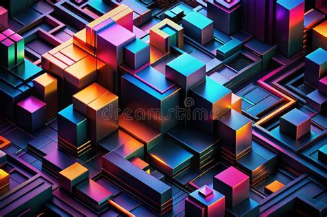 Stunning 3d Rendered Geometric Blocks Dark Background Aerial Perspective Design For Modern