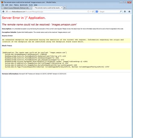 The Remote Name Could Not Be Resolved