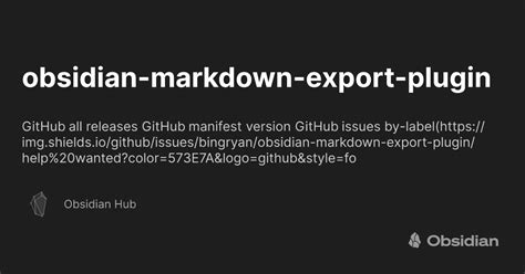 obsidian markdown export plugin obsidian hub obsidian publish