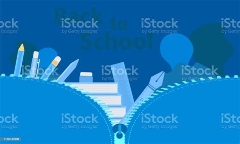 학교 교육 컨셉으로 돌아가기 시간을 공부 하는 큰 가방을 엽 니 배우고 그들을 즐길 수 있습니다 벡터 일러스트 레이 션 Eps10 가방에 대한 스톡 벡터 아트 및 기타