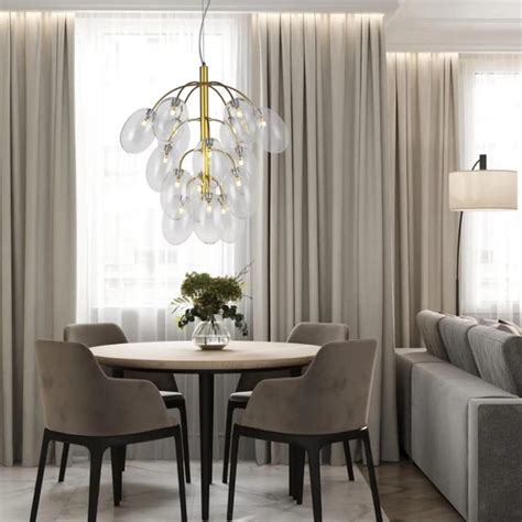 Золота люстра з прозорими плафонами Гроно винограду на 15 ламп 56 Lpr0245 15 Gd Cl фото