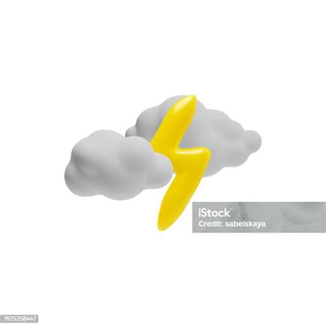 3d 만화 스타일 벡터 일러스트 레이 션에서 번개 기호와 구름 절연 0명에 대한 스톡 벡터 아트 및 기타 이미지 0명 3차원 형태 계절 Istock