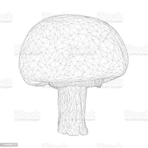 흰색 배경에 격리된 검은색 선의 버섯 와이어프레임 정면도 3d 벡터 그림입니다 자연미 아름다움에 대한 스톡 벡터 아트 및 기타 이미지 자연미 아름다움 3차원 형태