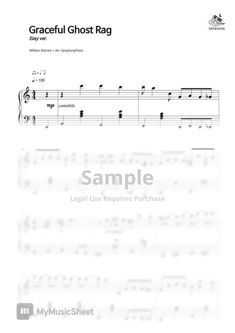 윌리엄 볼컴 우아한 유령 쉬운 악보 Sheets By 상상피아노