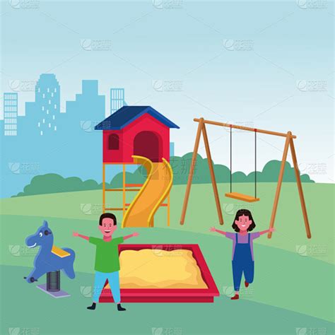 春天 儿童 城市 女孩 幸福 游乐场 男孩 马 时区 沙坑