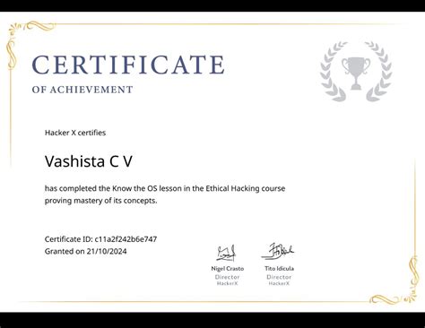 Vashista C V On Linkedin I Have Successfully Completed The Know The Os Course In Ethical Hacking