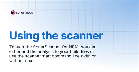 Using The Scanner Sonar Documentation