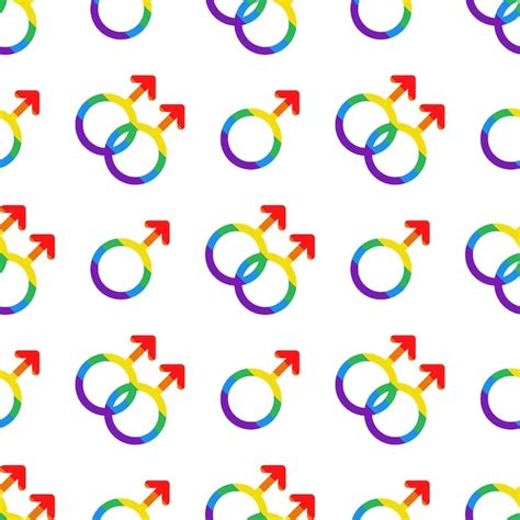 Lgbt 남성 기호 화성 무지개 색상 프라이드 월 Lgbtq 패턴에 벡터 원활한 패턴 프리미엄 벡터
