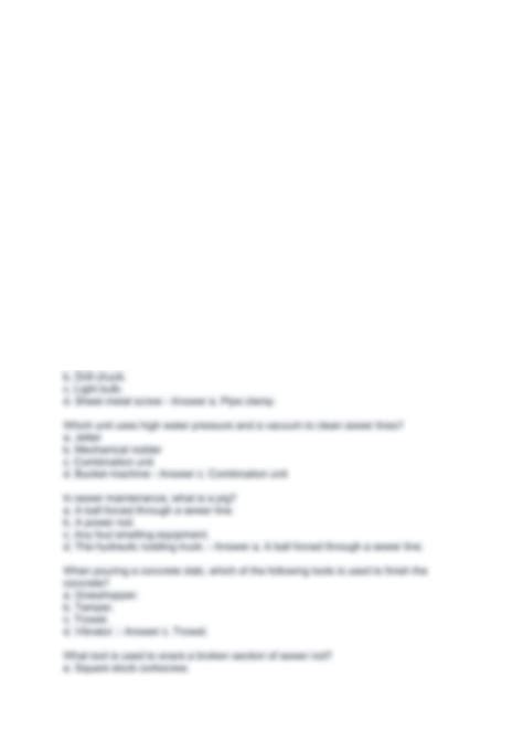 Solution Cwea Collections System Maintenance Grade 3 Questions And