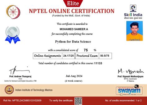 Mohamed Sameer On Linkedin Successfully Completed Python For Data