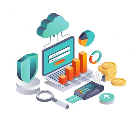 Premium Vector Cloud Server Data Analysis And Online Payment Security