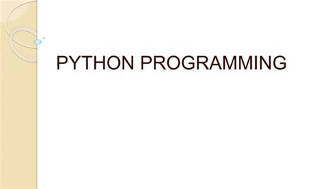 Python Programming Ppt