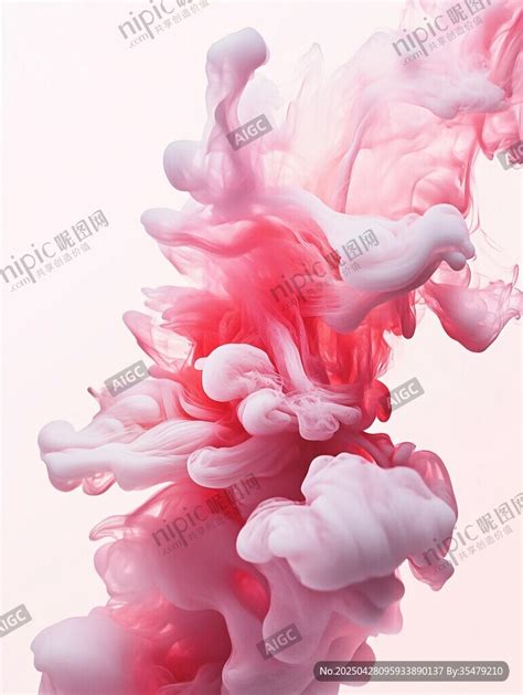 Ai创作图粉色 墨水 水墨 流动 烟雾 艺术 色彩 液体 形态 梦幻 抽象 创意 视 美感 绽放 昵图网
