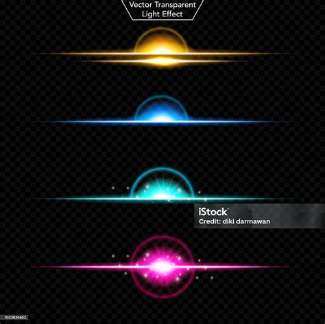 빛나는 조명 효과의 집합입니다 현실적인 렌즈와 반짝 빛입니다 블랙 투명 한 배경에 고립 반짝와 스타 버스트입니다 벡터 일러스트 레이 션 디자인에 대한 스톡 벡터 아트 및