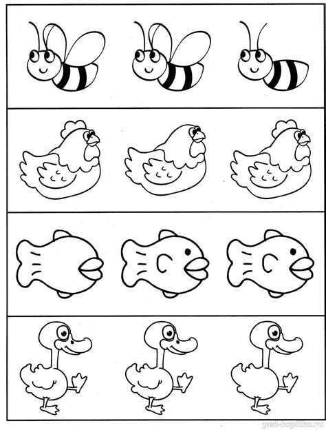 Задание на развитие внимания у детей дошкольного возраста БЛИЗНЕЦЫ В каждом ряду раскрась две