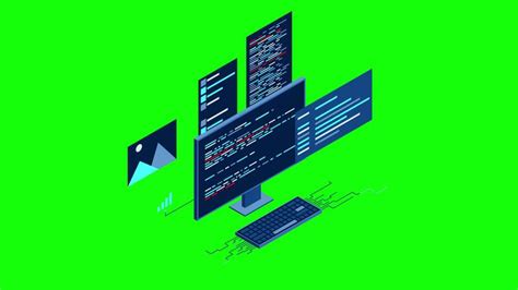 Isometric Desktop Computer Coding Programming Technology Programming Concept Technology