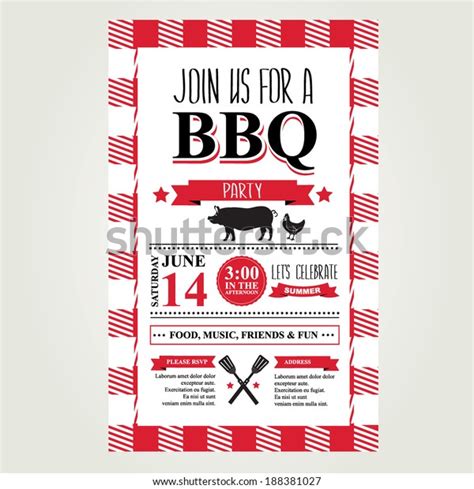 바비큐 파티 초대bbq 브로셔 메뉴 디자인 스톡 벡터로열티 프리 188381027