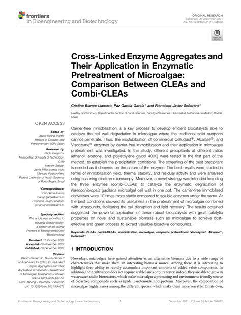 Pdf Cross Linked Enzyme Aggregates And Their Application In Enzymatic Pretreatment Of