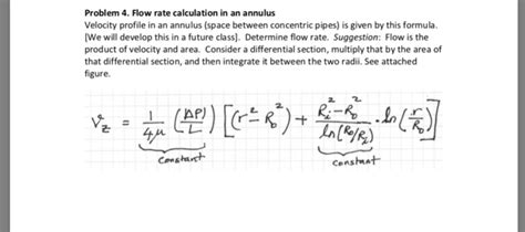 Solved Problem 4 Flow Rate Calculation In An Annulus