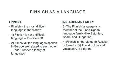 Finnish The Most Difficult Language In The PPT