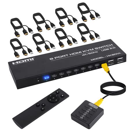 4k 60hz Hdmi Kvm Switch 8 Port Hdmi Kvm Switch For 8 Pc Sharing 1 4k Monitor And 4 Usb Devices