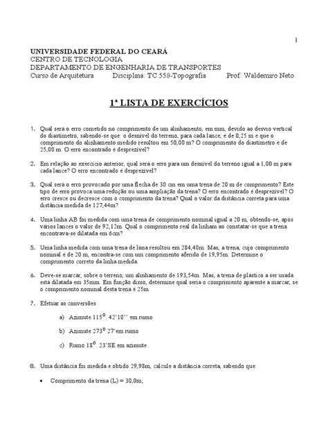 1 Lista Exercícios Sem Gabarito Download Grátis Pdf Quantidades
