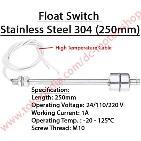 Jual Float Switch Stainless Steel Liquid Water Level Sensor 250mm