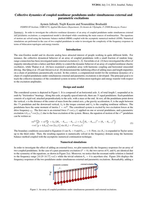 Pdf Collective Dynamics Of Coupled Nonlinear Pendulums Under