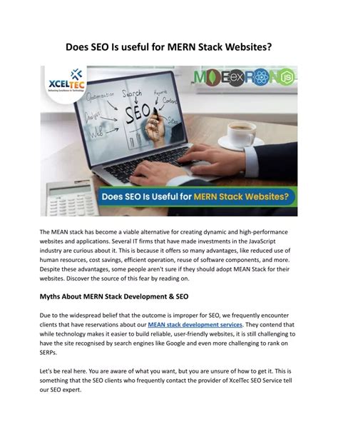 Ppt Seo For Mern Stack Development Websites Xceltec Powerpoint