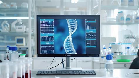 Premium Photo DNA On A Monitor Screen In A Modern Scientific Laboratory Biological Research