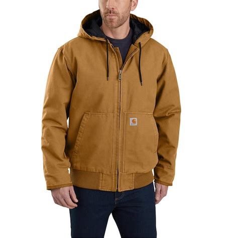 Carhartt Mens Carhartt Brown Medium Weight Woven Hooded Insulated Work