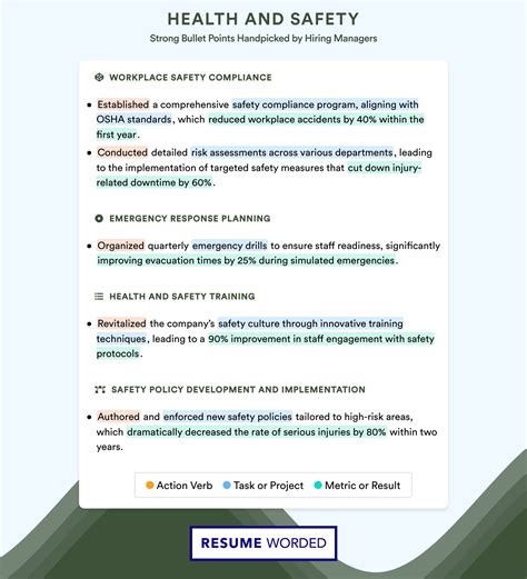 Health And Safety Resume Examples For Resume Worded