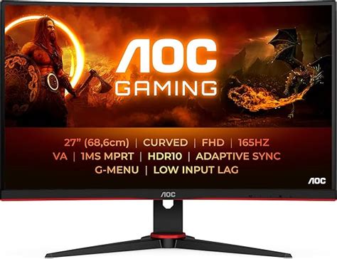 AOC Gaming C27G2E 27 Inch FHD Curved Monitor 165Hz VA 1ms Low Input Lag 1500R Curved G
